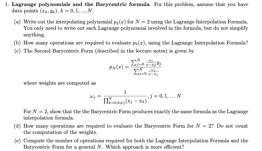 1. Lagrange polynomials and the Barycentric formula. | Chegg.com