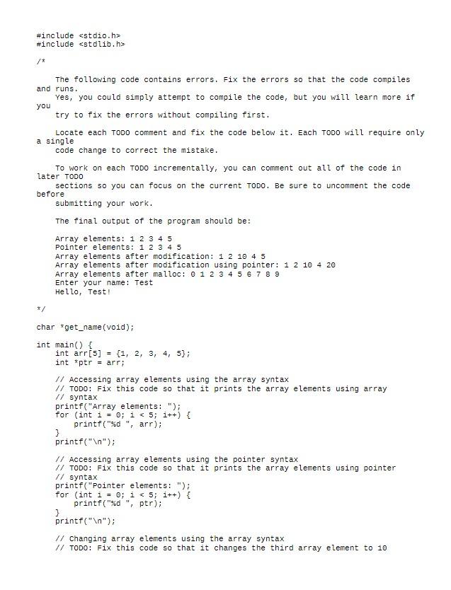 Solved \#inc lude sstdio.hs \#inc lude sstdlib.hs /∗ The | Chegg.com