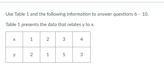 Use Table 1 and the following information to answer | Chegg.com