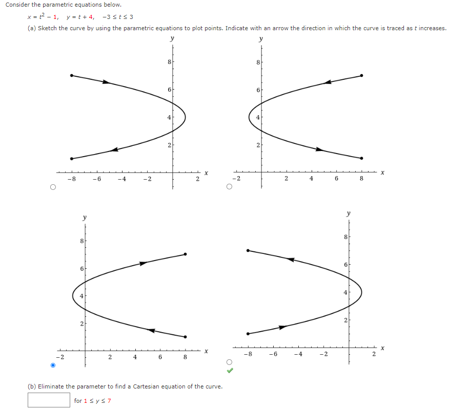 Solved Consider the parametric equations below. | Chegg.com