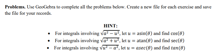 Solved Problems. Use GeoGebra to complete all the problems | Chegg.com