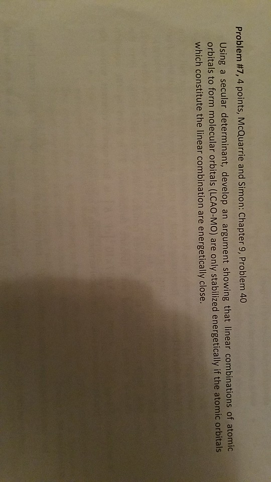 Solved Problem #7, 4 points, McQuarrie and Simon: Chapter 9, | Chegg.com Solved Problem #7, 4 points, McQuarrie and Simon: Chapter 9, | Chegg.com