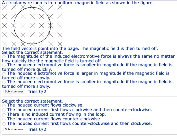 Solved A circular wire loop is in a uniform magnetic field | Chegg.com