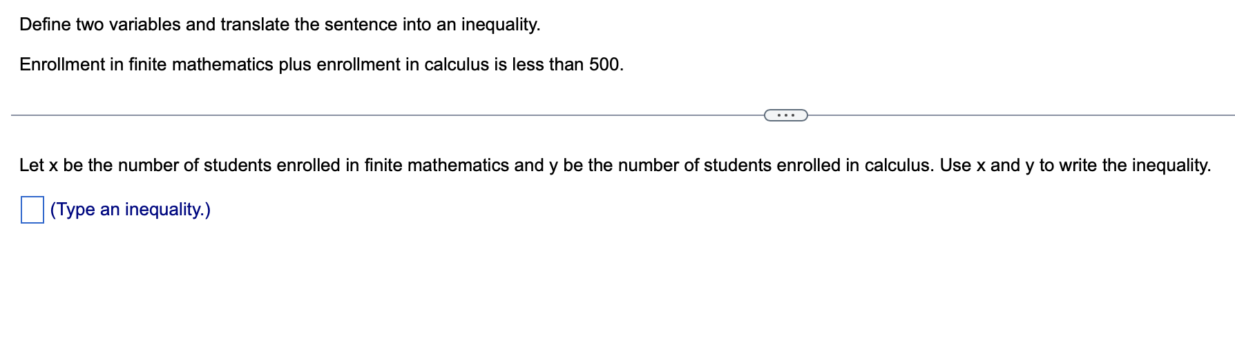 Solved Define two variables and translate the sentence into | Chegg.com