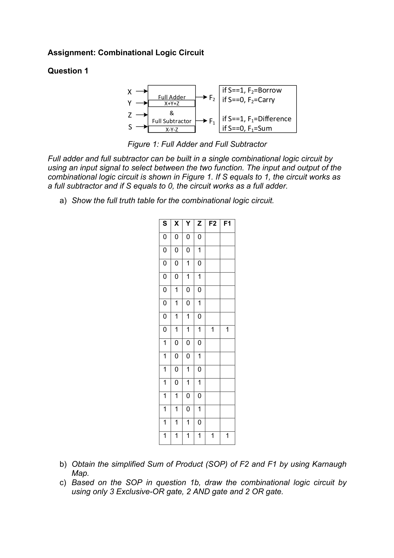 Solved Assignment Combinational Logic Circuit Question 1 X 6614