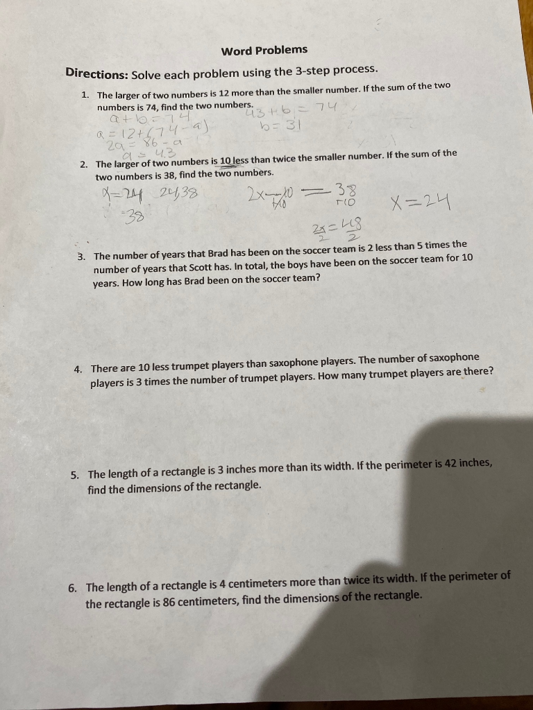 Solved Word Problems Directions Solve Each Problem Using Chegg