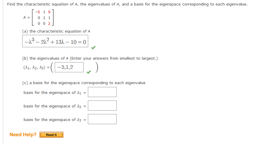 Solved d the characteristic equation of A, the eigenvalues | Chegg.com