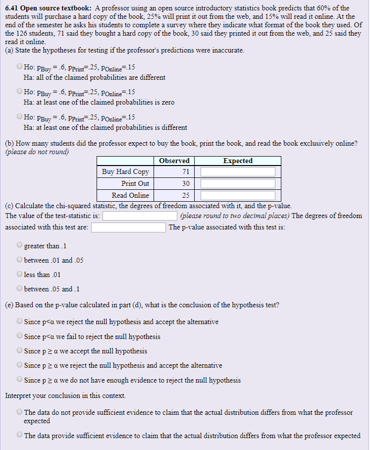 Solved 6.41 Open source textbook: A professor using an open | Chegg.com