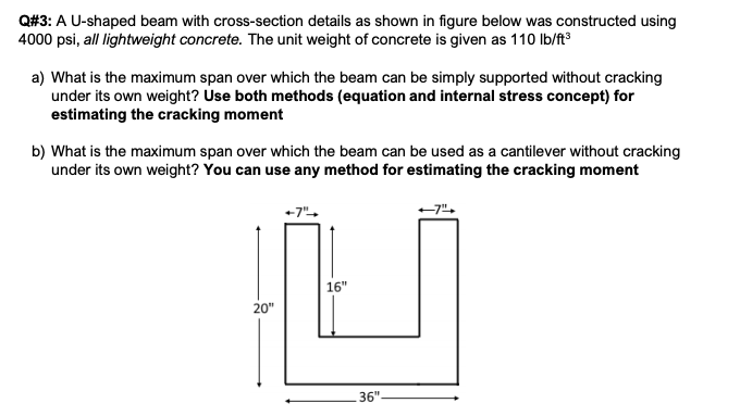 Solved Q#3: A U-shaped beam with cross-section details as | Chegg.com