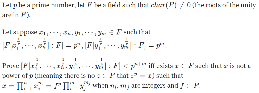 Solved Let p be a prime number, let F be a field such that | Chegg.com