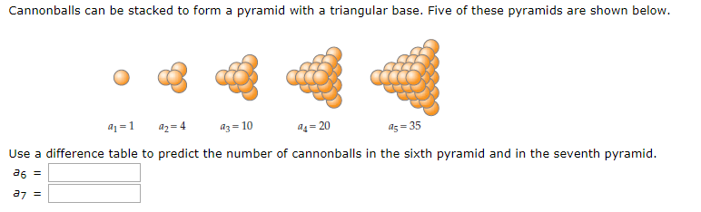 Solved Cannonballs can be stacked to form a pyramid with a | Chegg.com