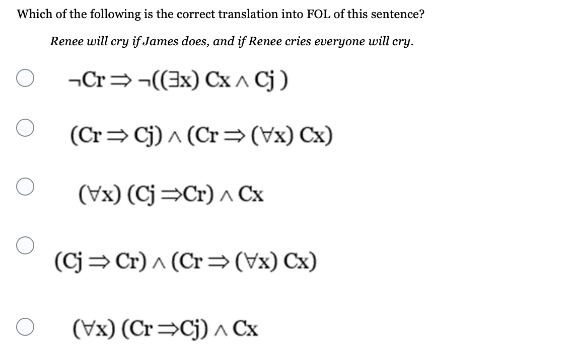 Solved Which of the following is the correct translation | Chegg.com