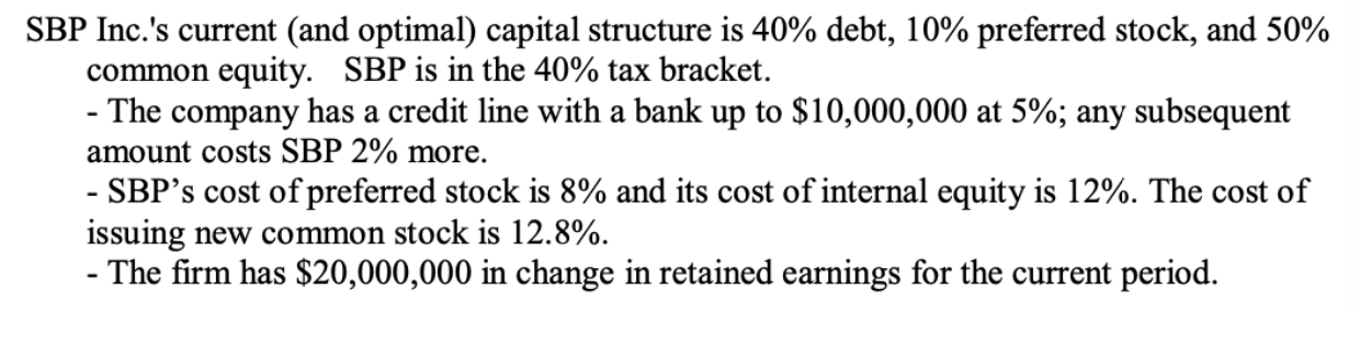 Solved You are the financial manager for SBP Inc. | Chegg.com