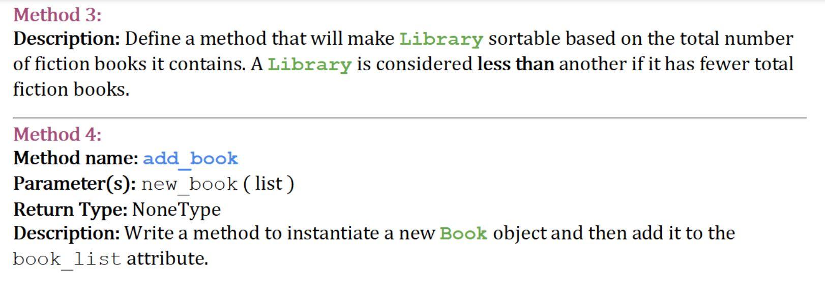 Solved Class name: Library Instance Attributes: name (str) | Chegg.com