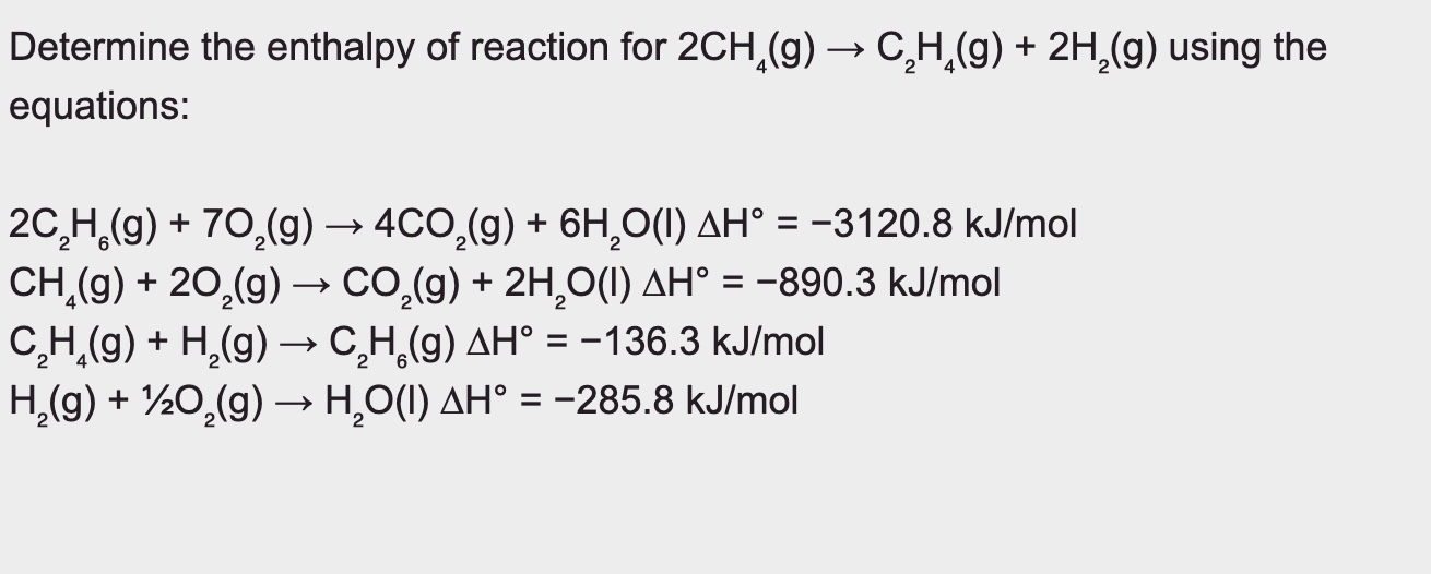 Solved Determine the enthalpy of ﻿reaction for | Chegg.com