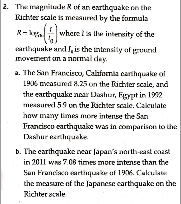 Solved The magnitude R ﻿of an earthquake on theRichter scale | Chegg.com