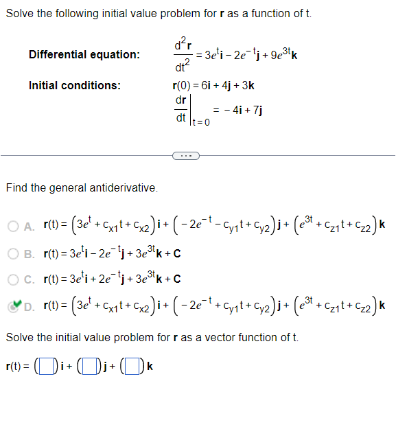 Solved Solve the following initial value problem for r as a | Chegg.com
