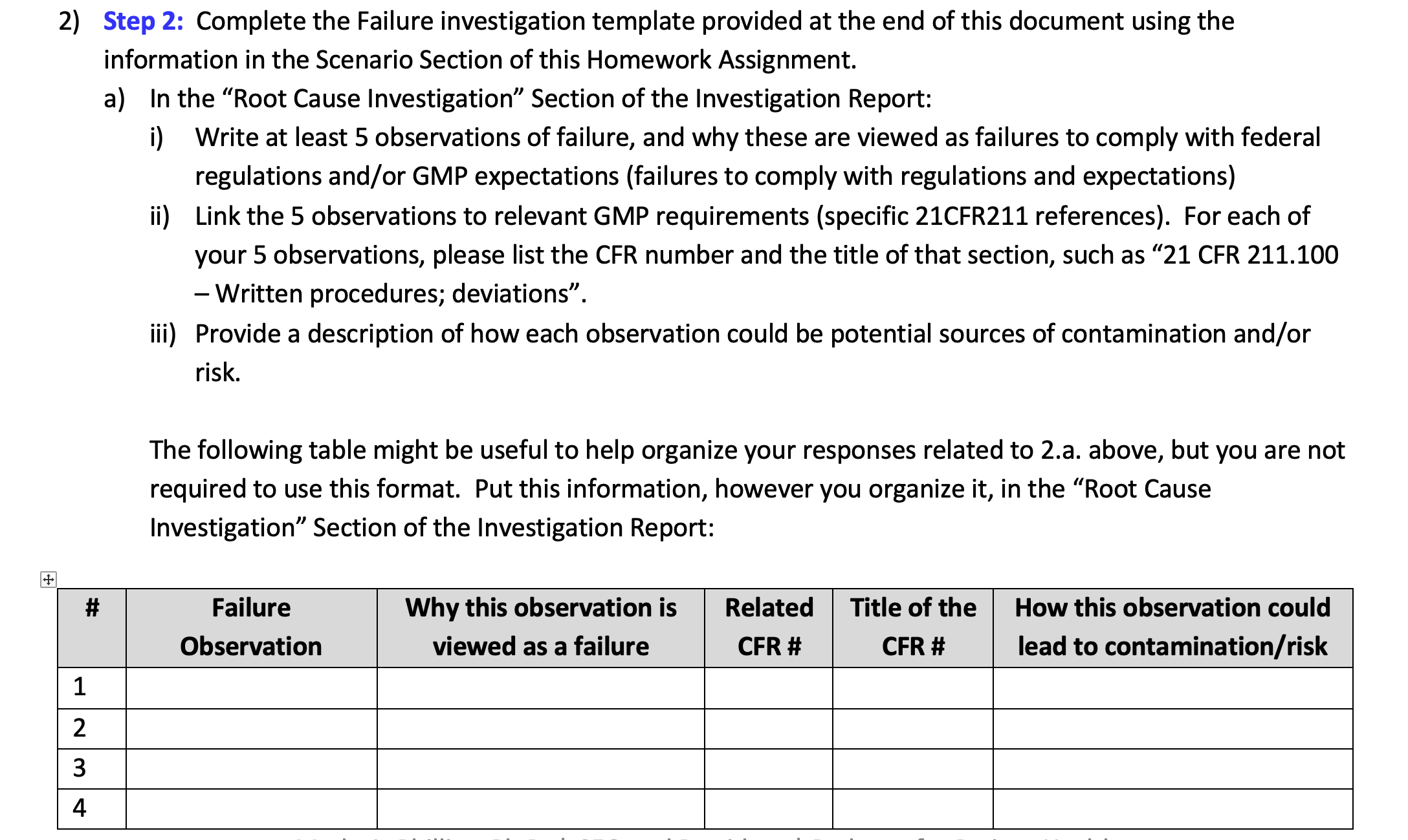 Solved Step 2: Complete the Failure investigation template | Chegg.com