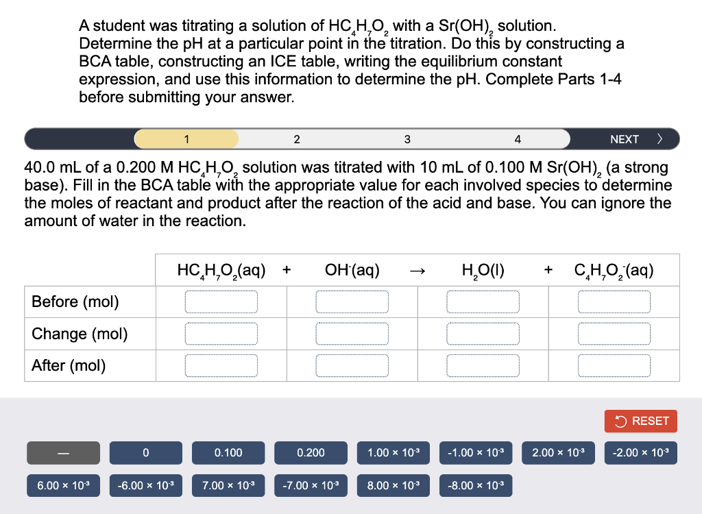 Solved A student was titrating a solution of HC4H7O2 with a | Chegg.com
