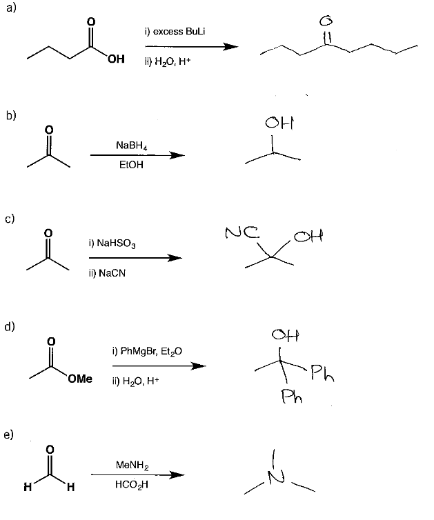 Solved a) b) c) d) e) i i H OH OMe H i) NaHSO3 ii) NaCN i) | Chegg.com