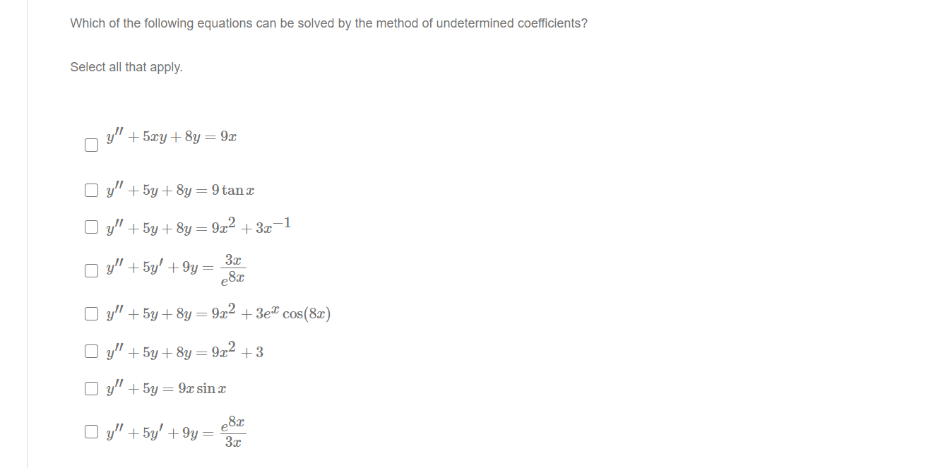Solved Which of the following equations can be solved by the | Chegg.com Solved Which of the following equations can be solved by the | Chegg.com