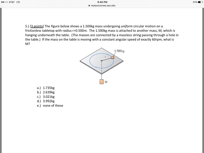 Solved The figure below shows a 1.500kg mass undergoing | Chegg.com