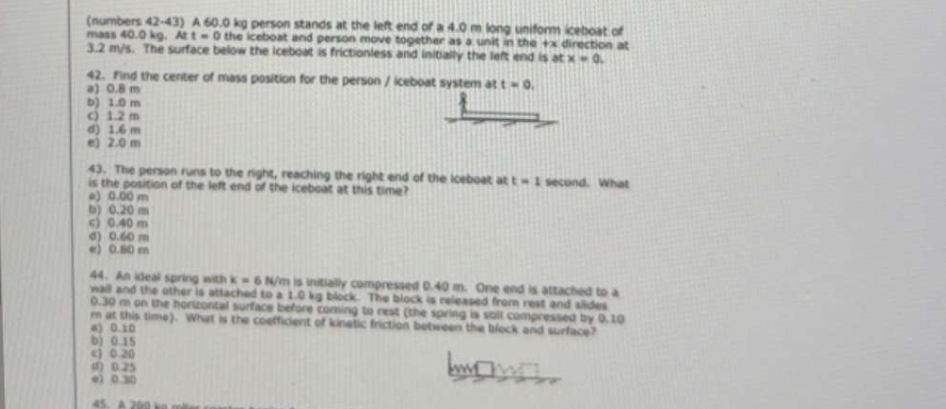 Solved (numbers 42-43) 460.0 kg person stands at the left | Chegg.com