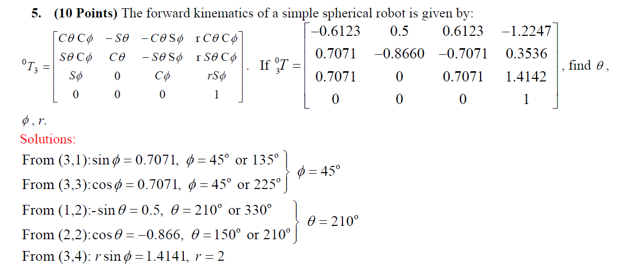 Solved -1.2247 0.3536 °13 . find Ꮎ , 0 1.4142 5. (10 Points) | Chegg.com
