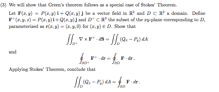3) We will show that Green's theorem follows as a | Chegg.com