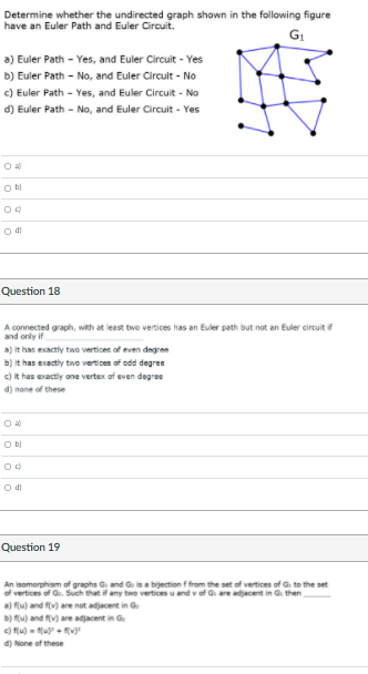 Solved Determine Whether The Undirected Graph Shown In The 