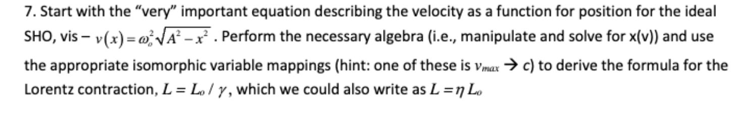 Solved 7. Start with the "very" important equation | Chegg.com