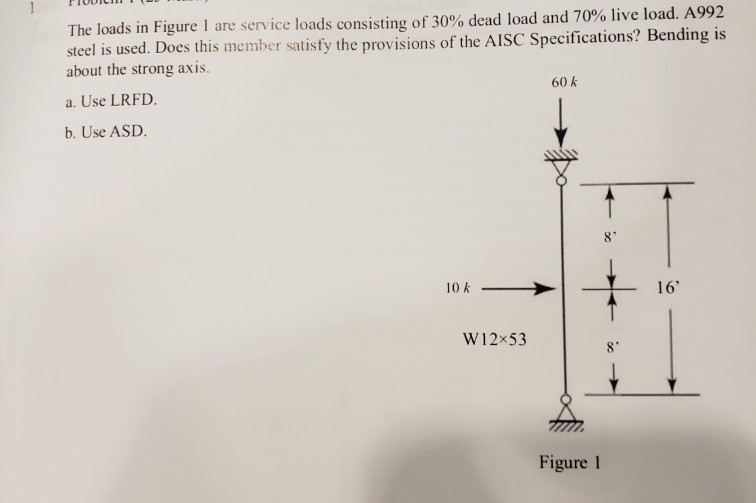 Solved The loads in Figure 1 are service loads consisting of | Chegg.com