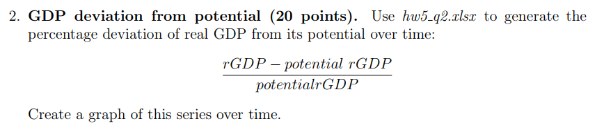 Solved 2. GDP deviation from potential (20 points). Use | Chegg.com