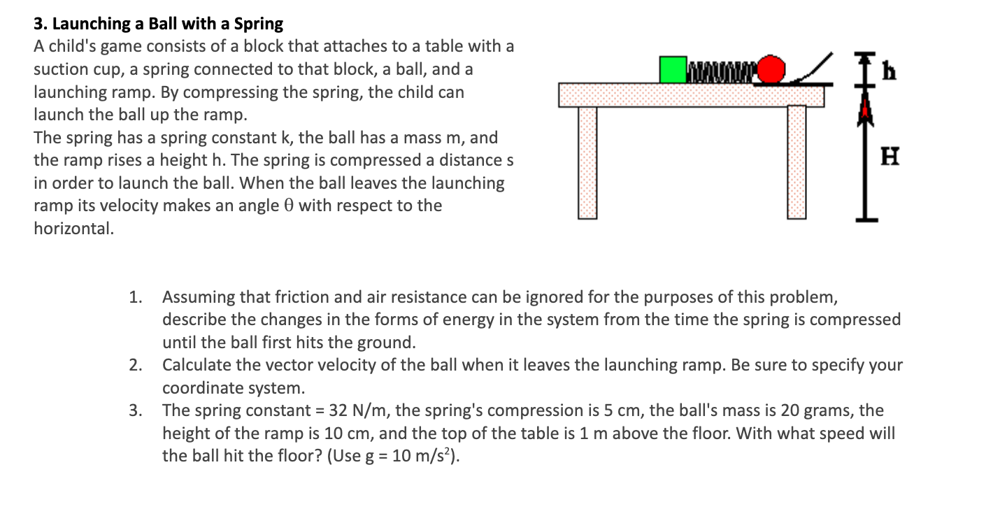 Solved 3. Launching a Ball with a Spring A child's game | Chegg.com