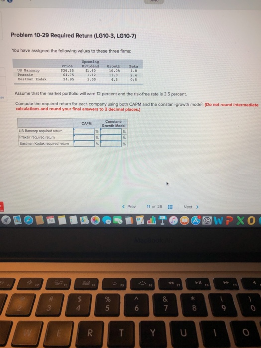Solved Problem 10-29 Required Return (LG10-3, LG10-7) You | Chegg.com