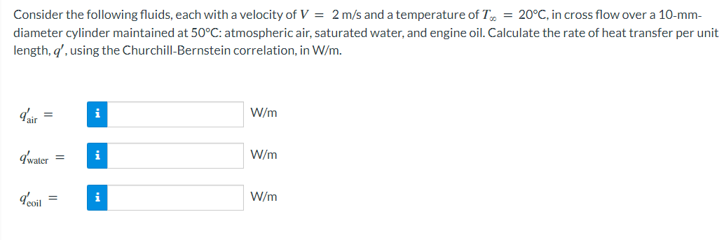 Solved Consider the following fluids, each with a velocity | Chegg.com