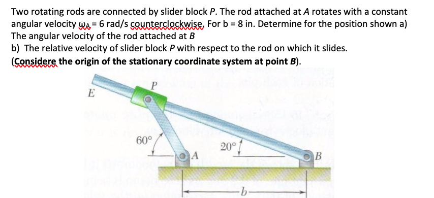 Solved Two rotating rods are connected by slider block P. | Chegg.com