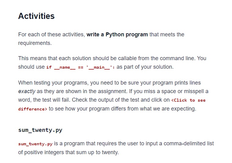 Solved Activities For each of these activities, write a | Chegg.com
