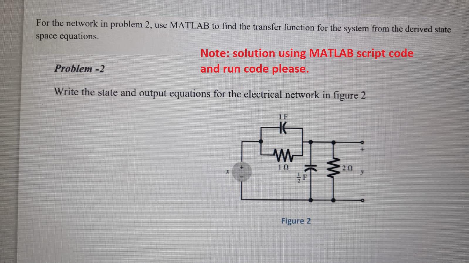 Solved For the network in problem 2, use MATLAB to find the | Chegg.com