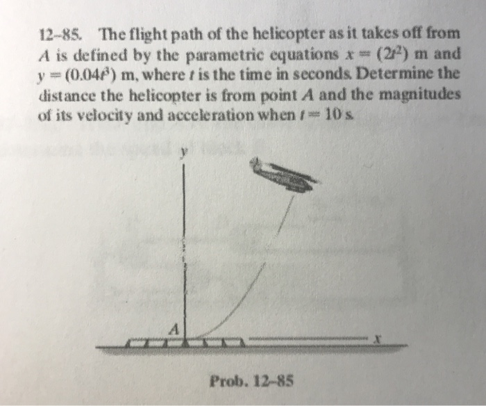 Solved 12-85. The flight path of the helicopter as it takes | Chegg.com