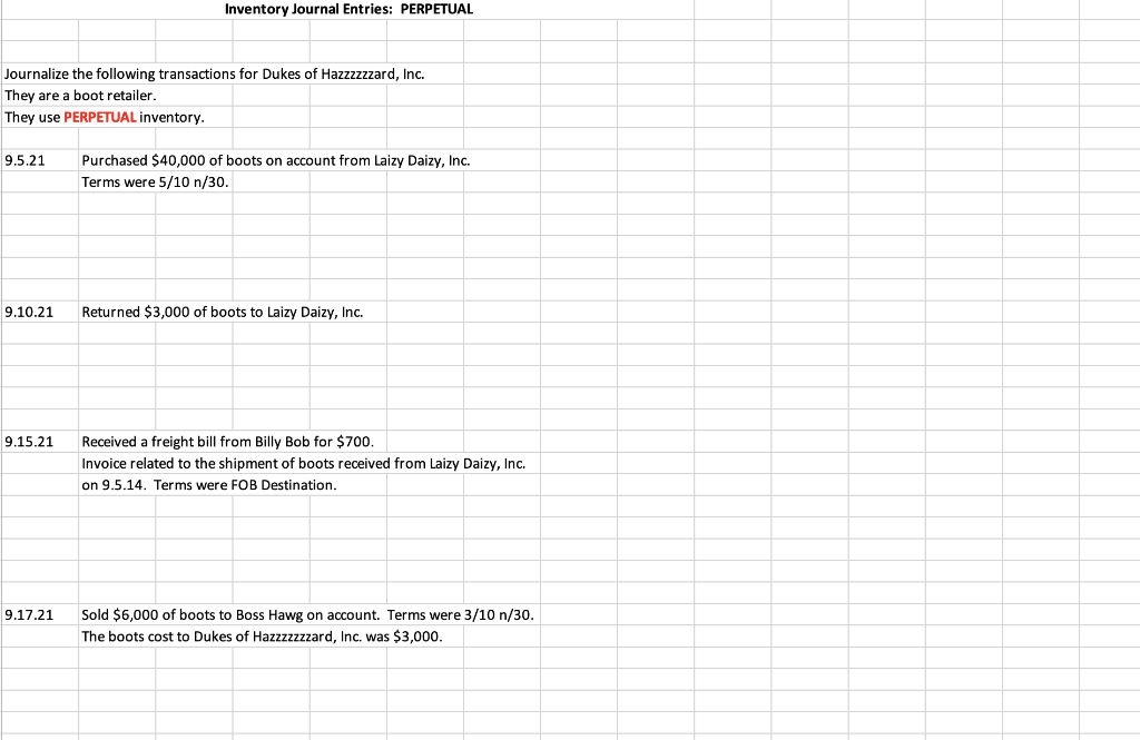 Solved Inventory Journal Entries: PERPETUAL Journalize the | Chegg.com