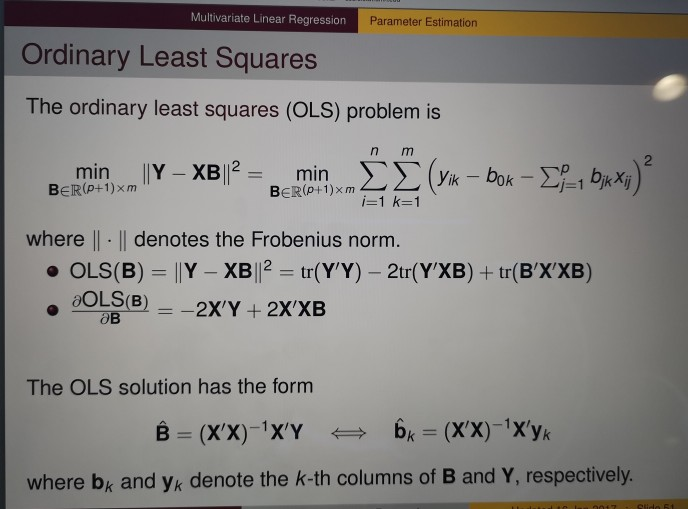 Solved Multivariate Linear Regression Parameter Estimation | Chegg.com