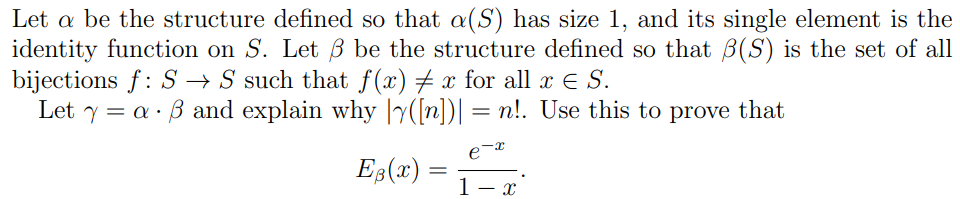 Solved Let α be the structure defined so that α(S) has size | Chegg.com