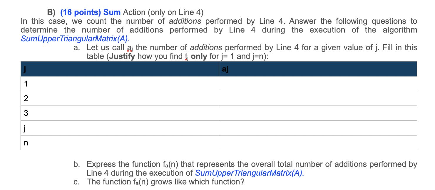 Solved Consider the problem to compute the sum of the upper | Chegg.com