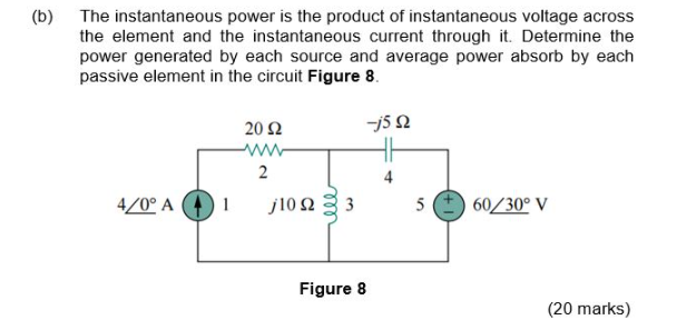 Solved (b) The instantaneous power is the product of | Chegg.com