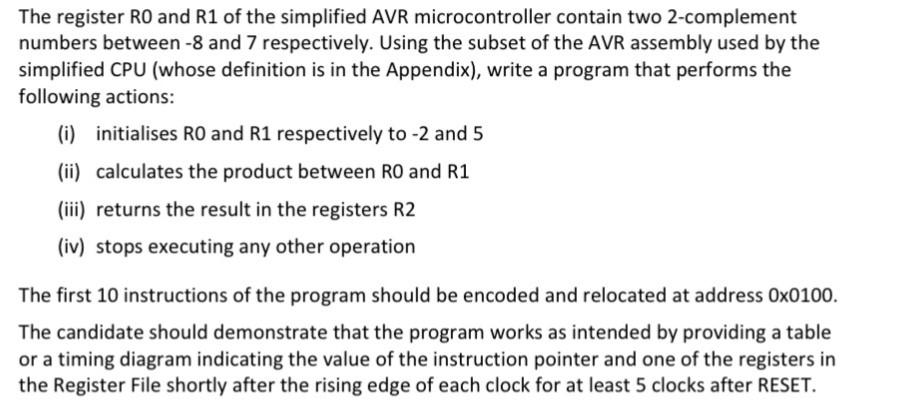 The register RO and R1 of the simplified AVR | Chegg.com