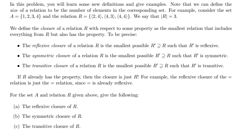 Solved In this problem, you will learn some new definitions | Chegg.com