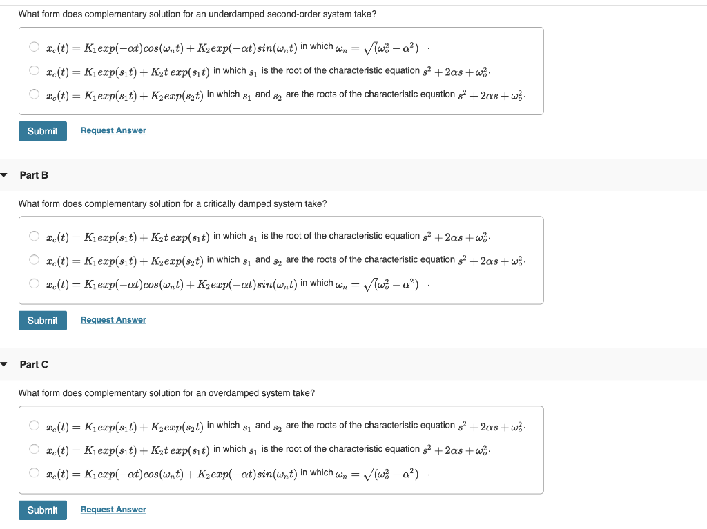 Solved What form does complementary solution for an | Chegg.com