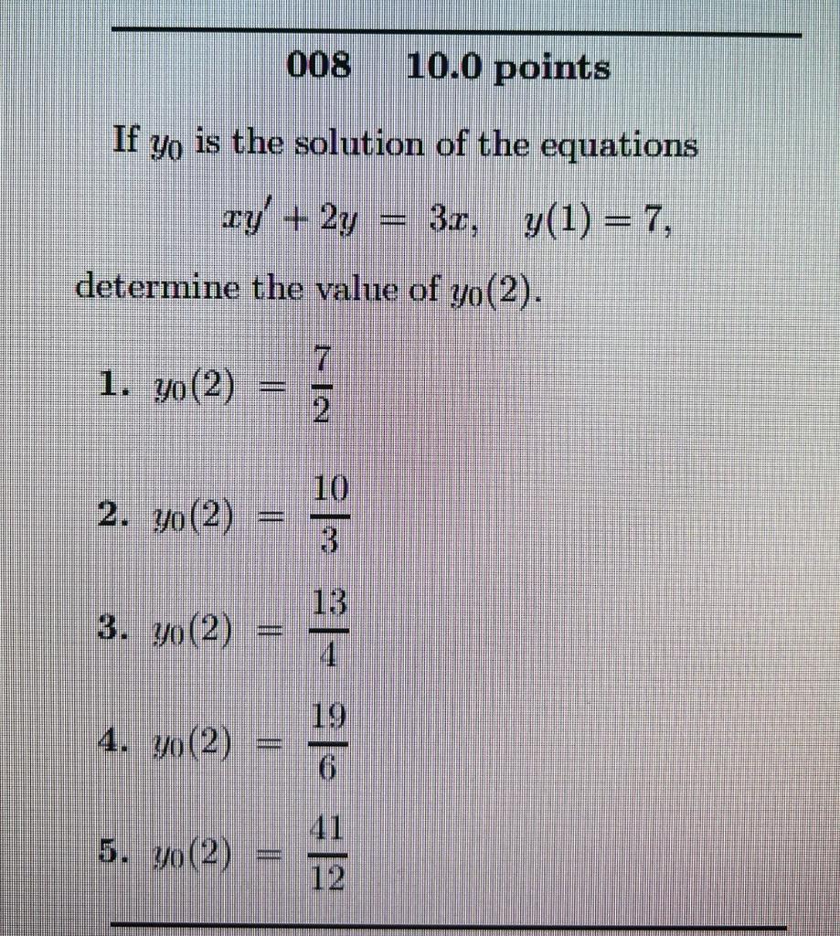 Solved If y0 is the solution of the equations | Chegg.com