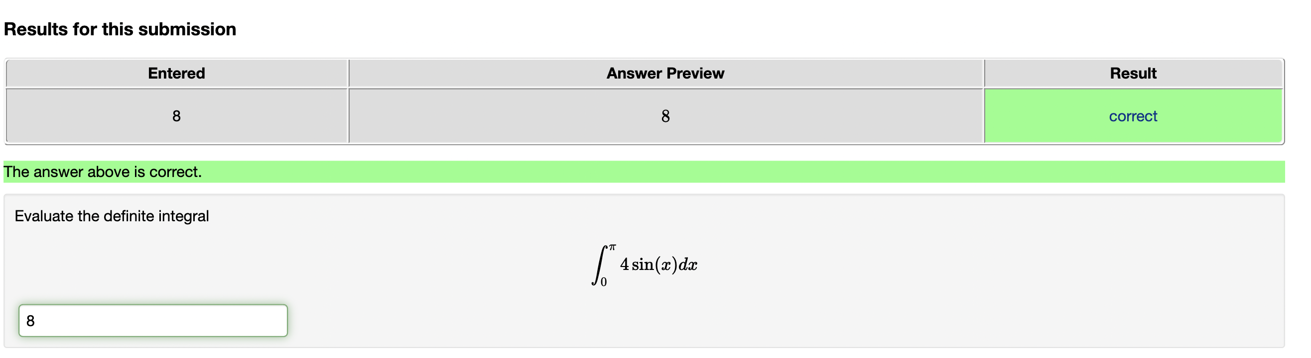 Solved Results for this submission The answer above is | Chegg.com